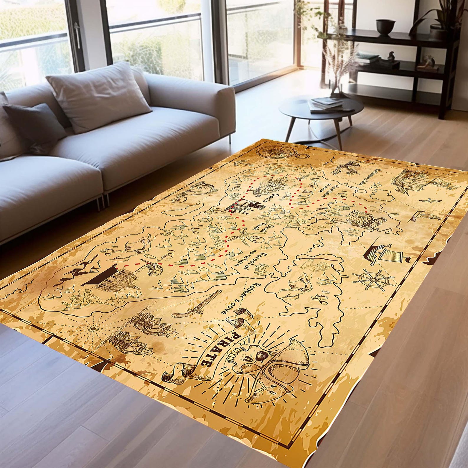 Pirate Map, Earth Map, Earth Map Rugs, Map, Retro Map Rug, Map Rugs ...