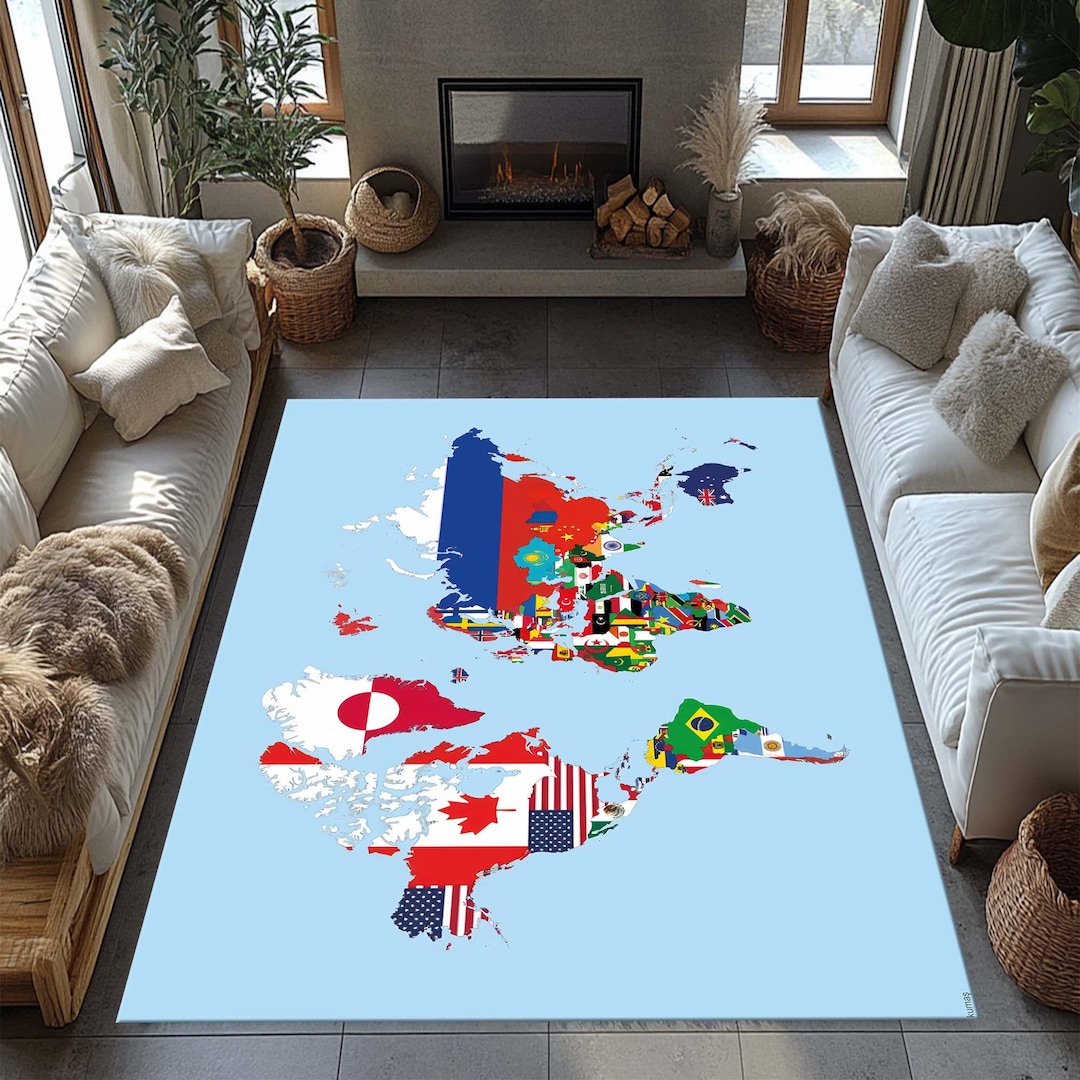 World Map Rug, Flag Rug, Education Rug, Map Rug, World Map, Design ...