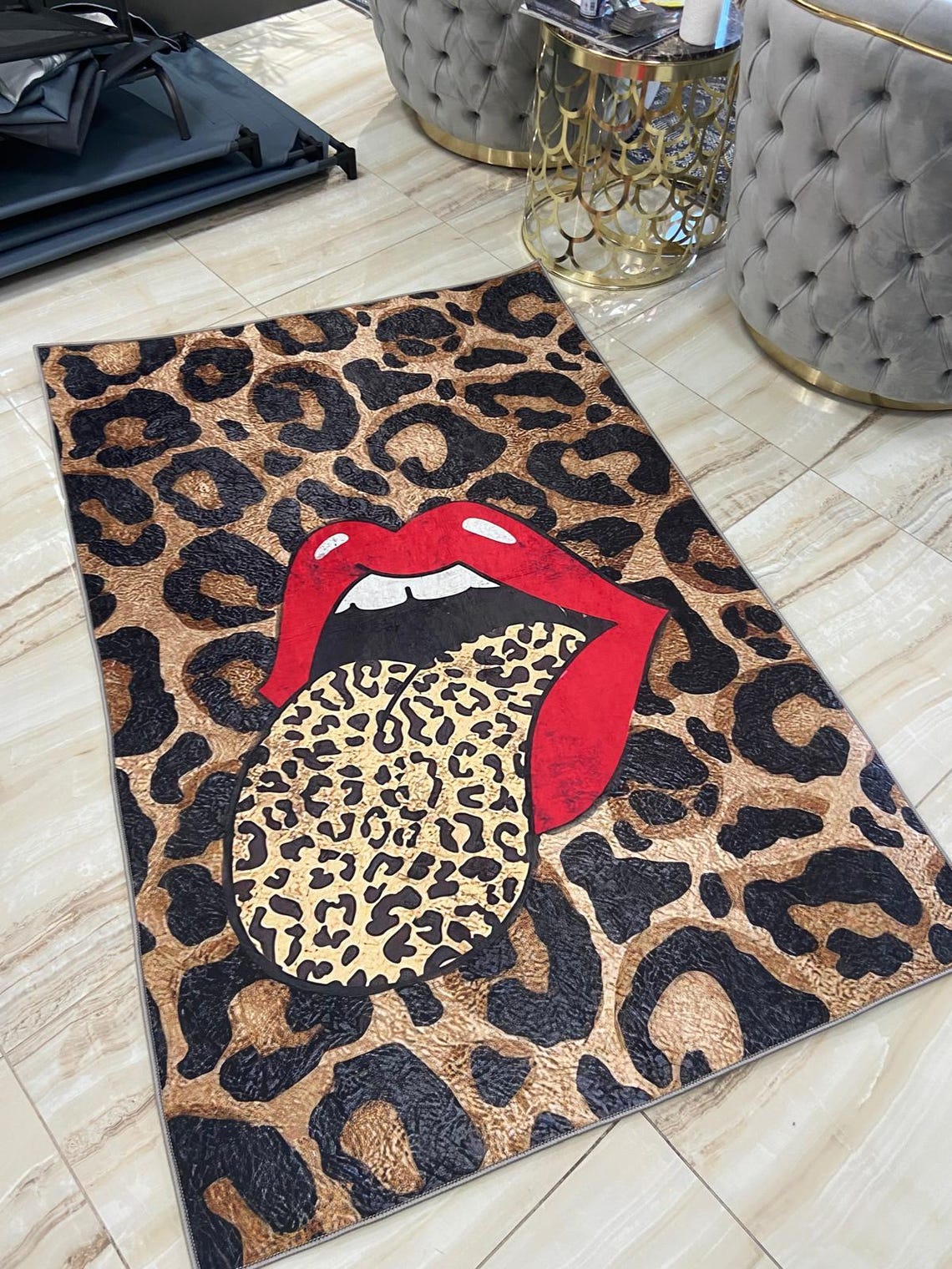 Leopard Rug, Modern Rug, Machine Washable Rug, Ethnic Nordic Print ...