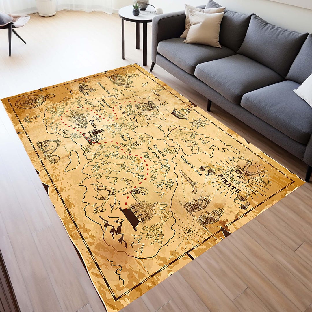 Pirate Map, Earth Map, Earth Map Rugs, Map, Retro Map Rug, Map Rugs ...