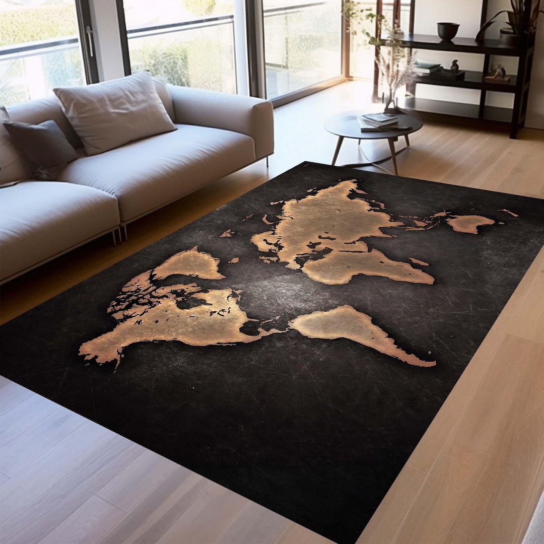 World Map Rug, Large World Map Rug, World Atlas Rug, Map Rug, Easy to ...