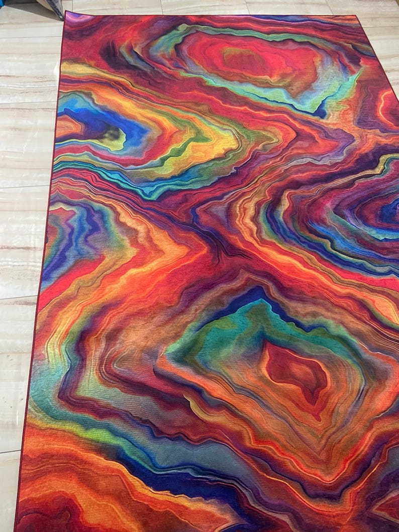 Multicolor Rug, Colorful Rug, Groovy Rug, Colorful Area Rug, Fuschia ...