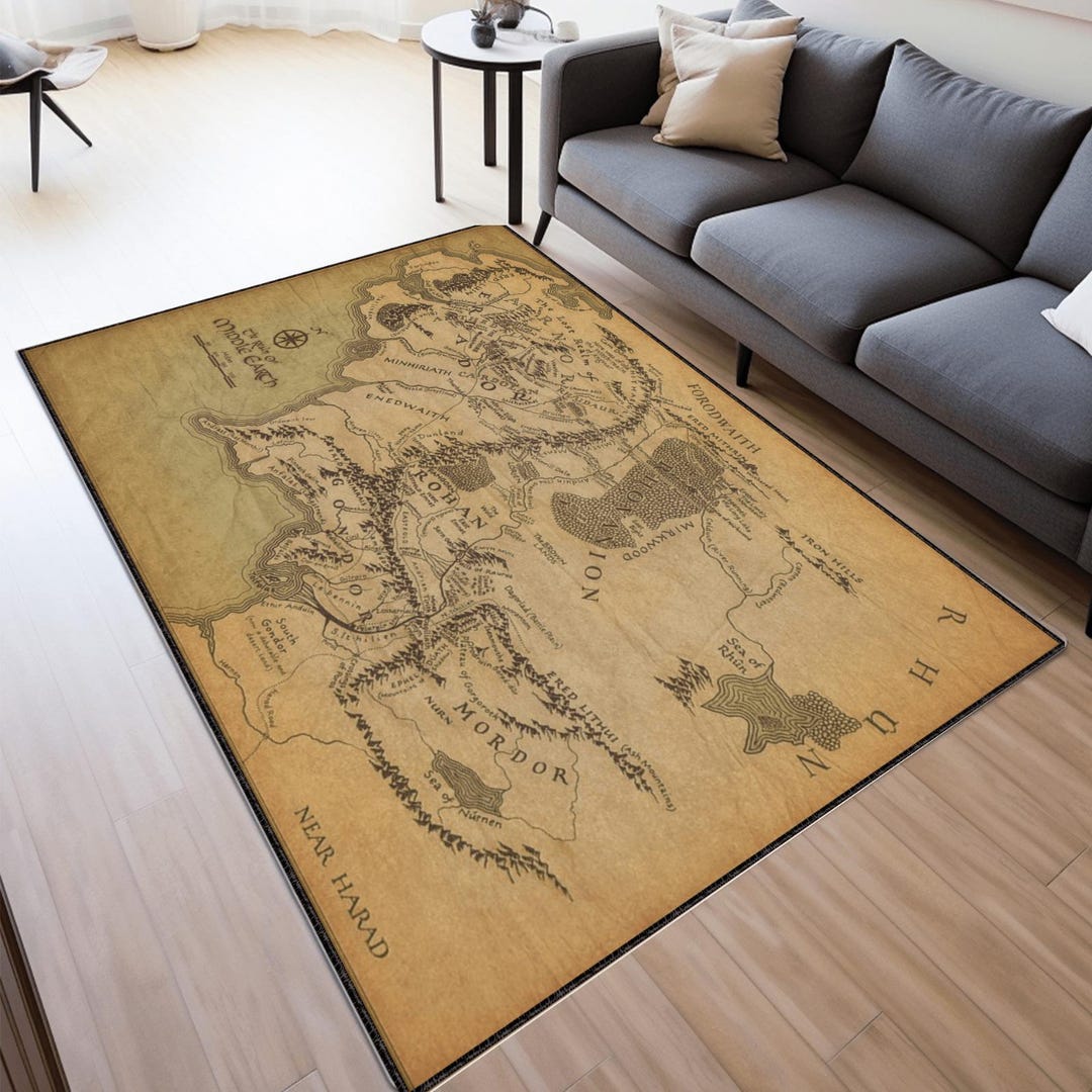 LOTR Rug, Lord of Ring, Earth Map, Earth Map Rugs, Map, Retro Map Rug ...