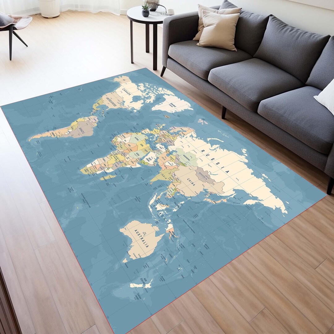 World Map, Educational Map Rugs, Kids Map Rug, Children Rug, Kids Rug ...