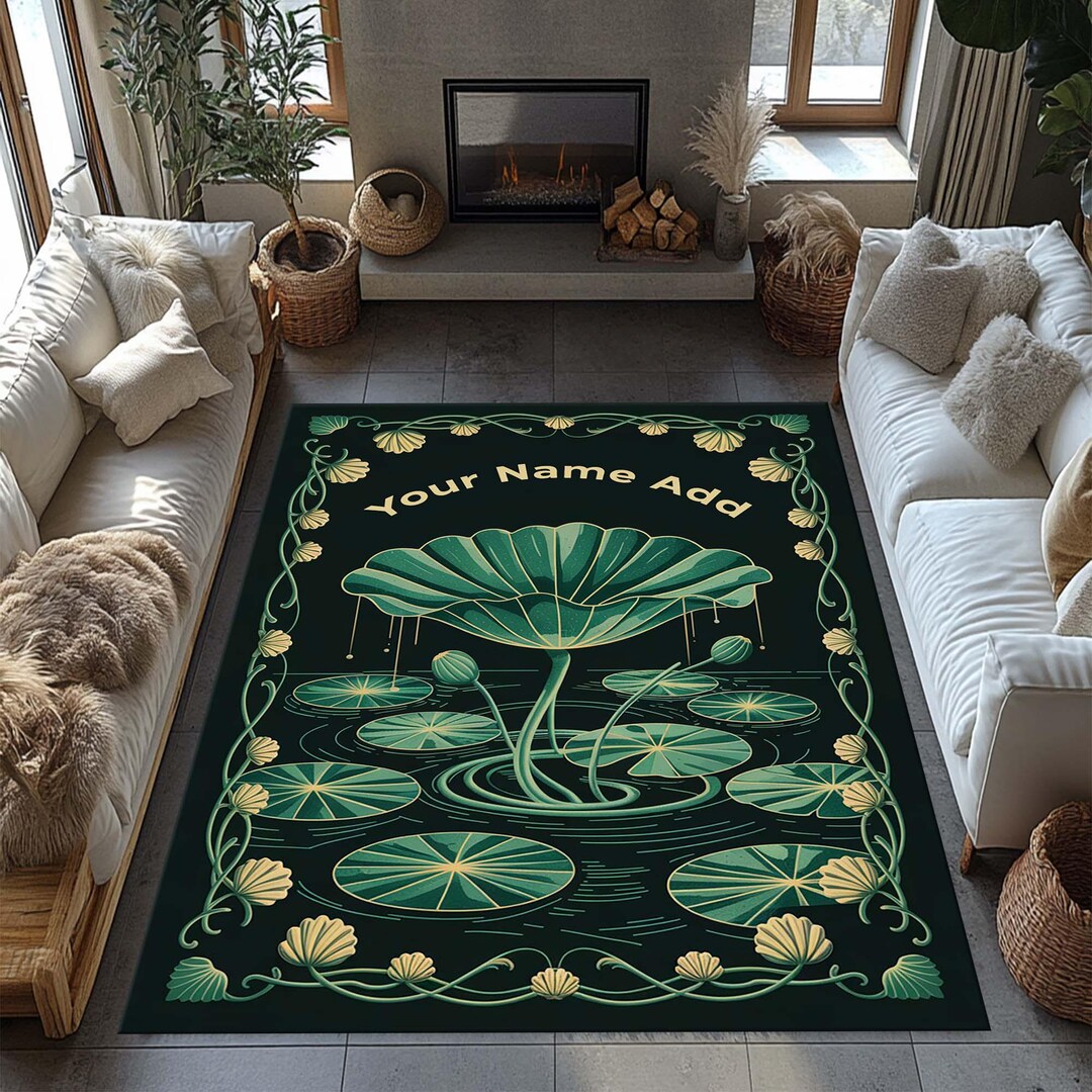 Custom Rug, Add Your Name, Gift Rug, Botanical Rug, A Gift for Nature ...
