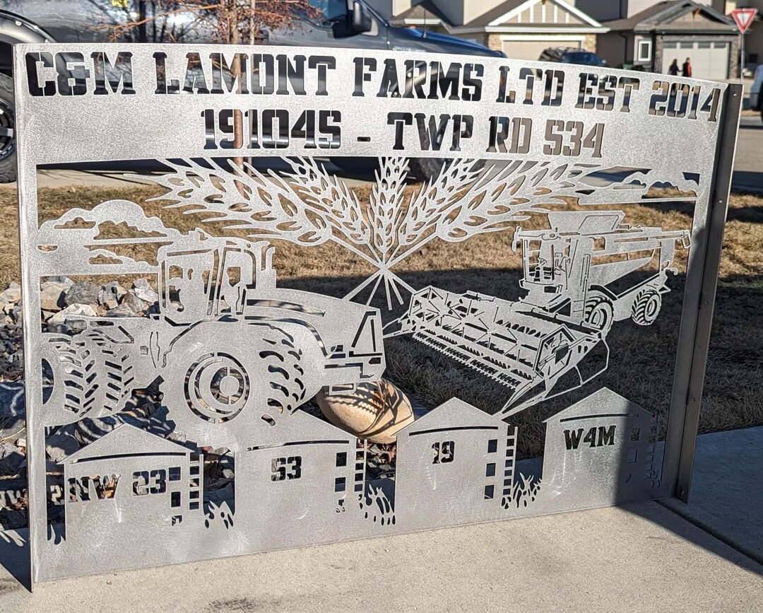 Farm Sign With Equipment DXF File - Etsy