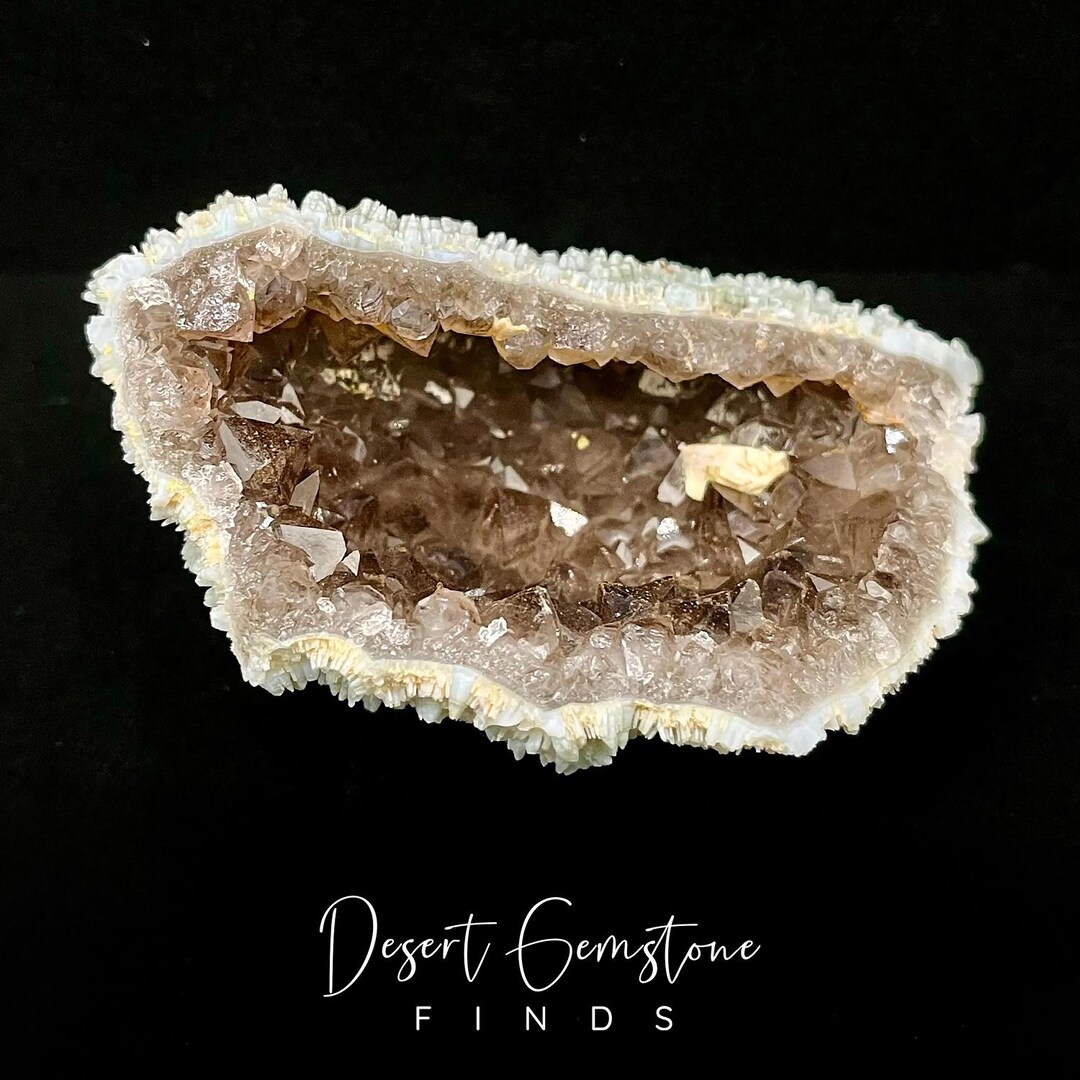 Raw Smoky Quartz Crystal Geode – Spikey Druzy Shell Mineral - Etsy