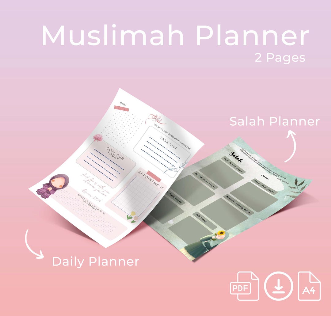2024 Muslimah Islamic Planner, Daily Planner and Salah Planner Digital ...