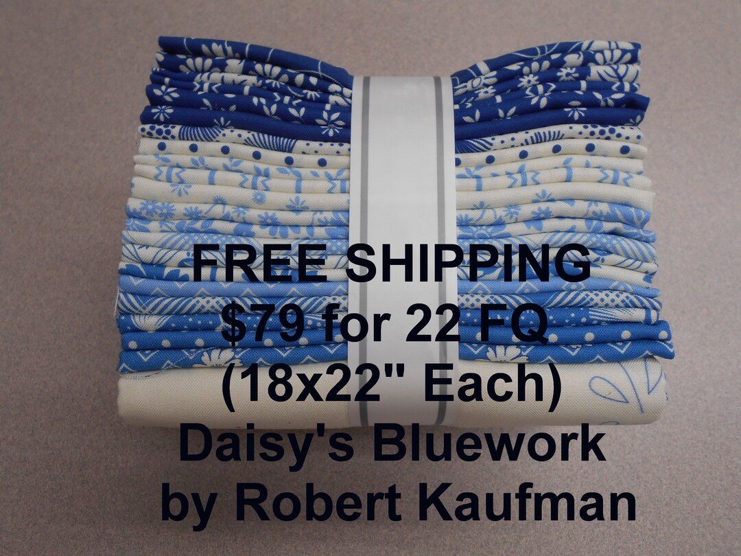 Daisy's Bluework 21 FQ + One 35" Panel Fat Quarters (each 18x22) -FREE ...
