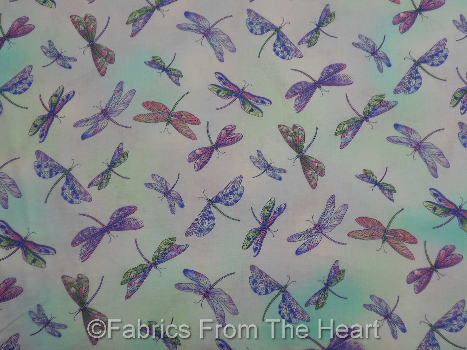 Dragonfly's Flutter on Blue Purple Blender BY Yard 1/2 | Etsy