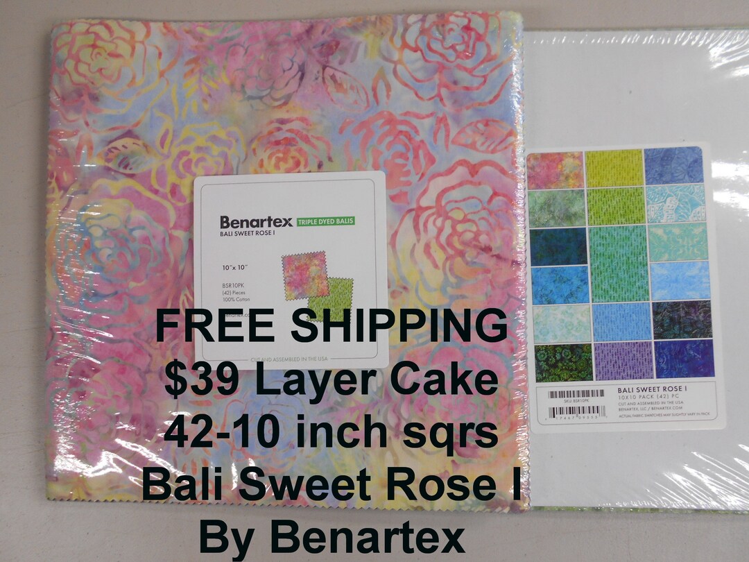 Bali Sweet Rose I Balis Batiks Flowers 10"x 10" -42 Squares per Layer ...