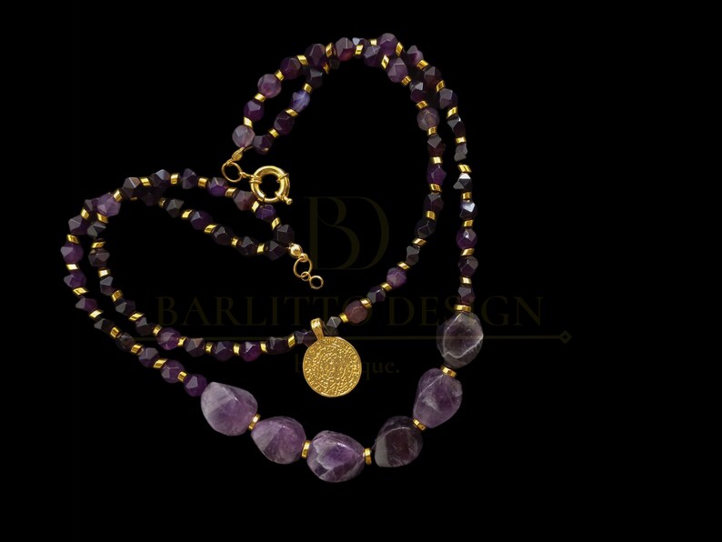 Handmade Amethyst Necklace, Purple Gemstone Jewelry, Unique Jewelery ...