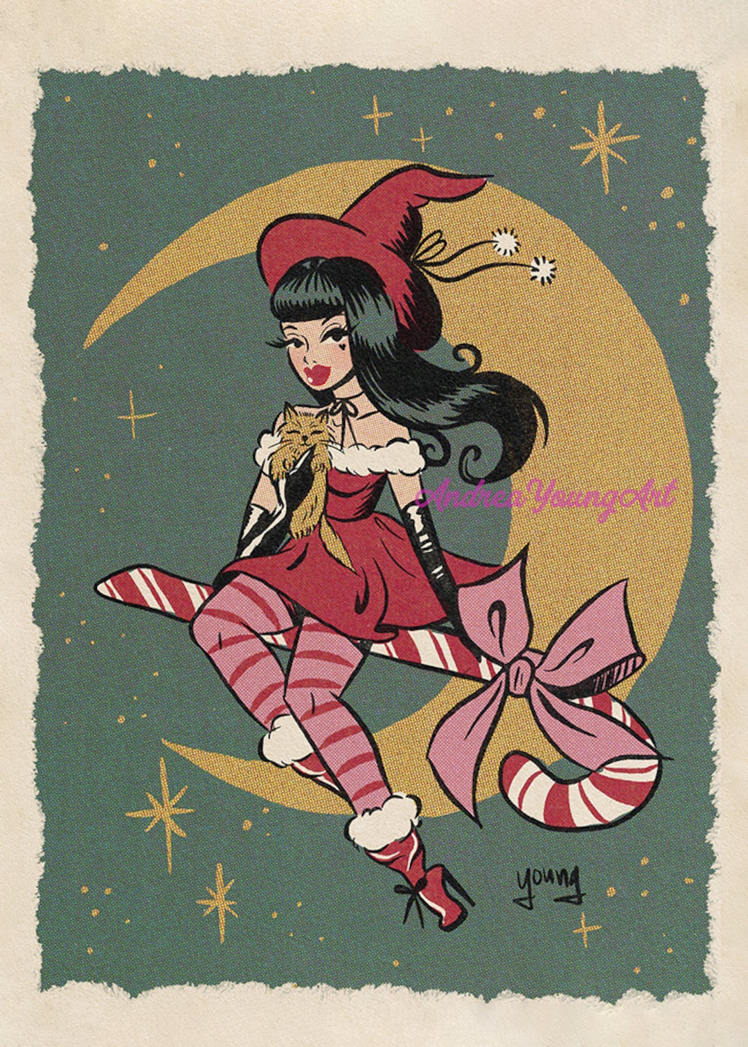 8x10 Candy Cane Witch Made to Order - Etsy