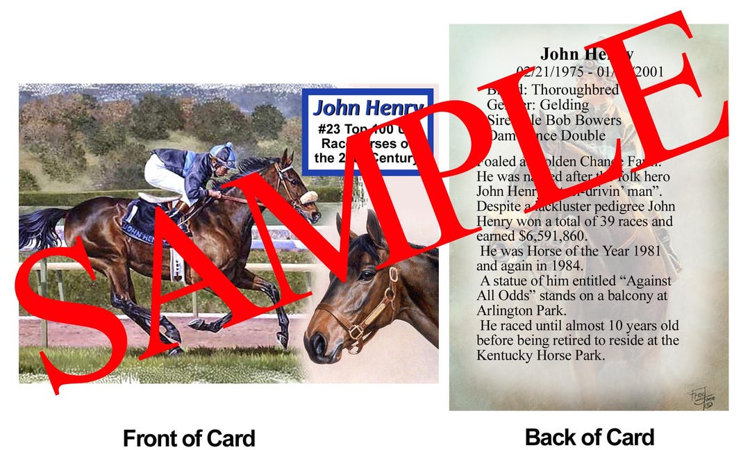 John Henry Race Horse Trading Card #23 Top 100 US Racehorses of the ...