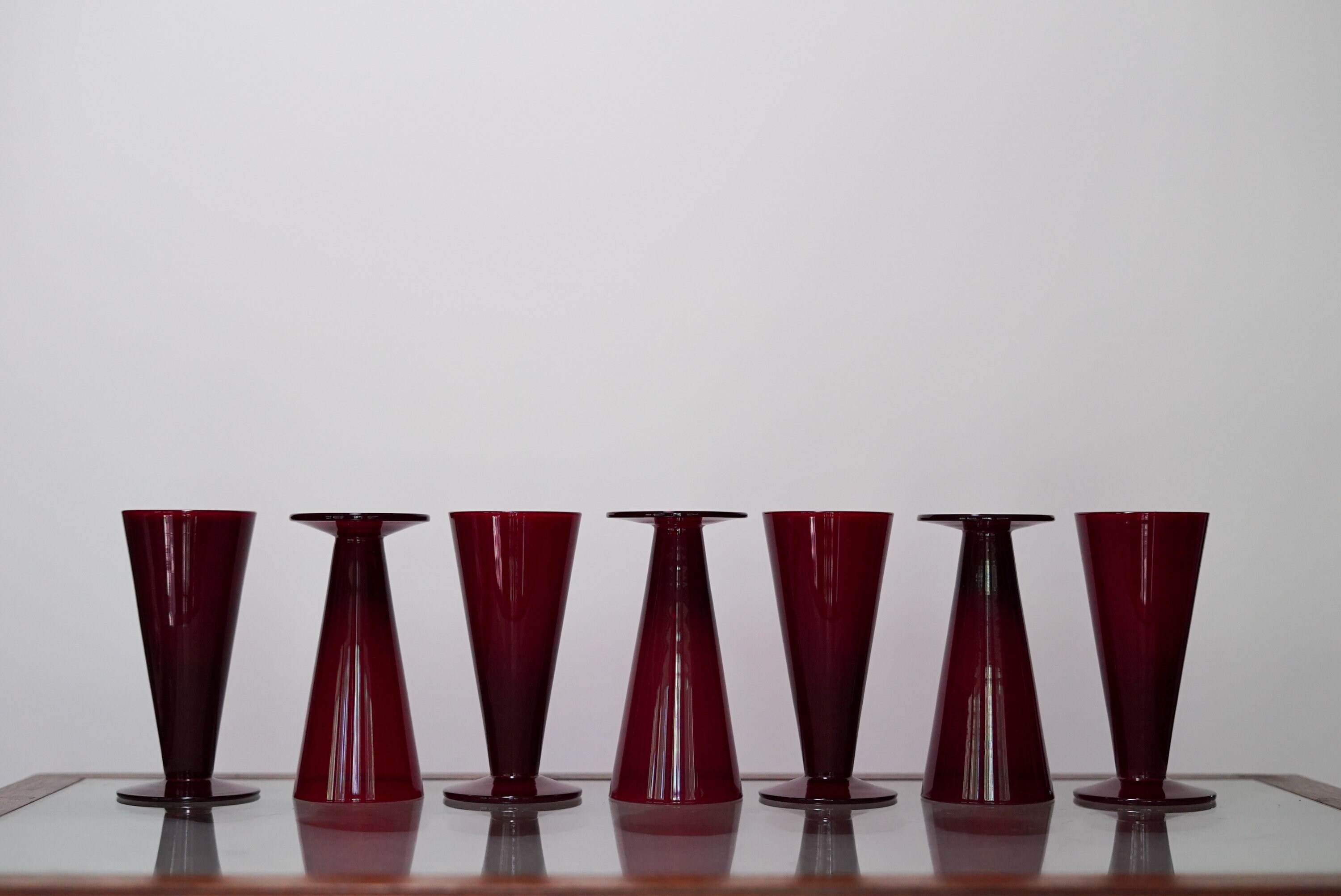 Vintage Glassware Set of 7, Red Glassware Glass, VTG Small Tumbler ...