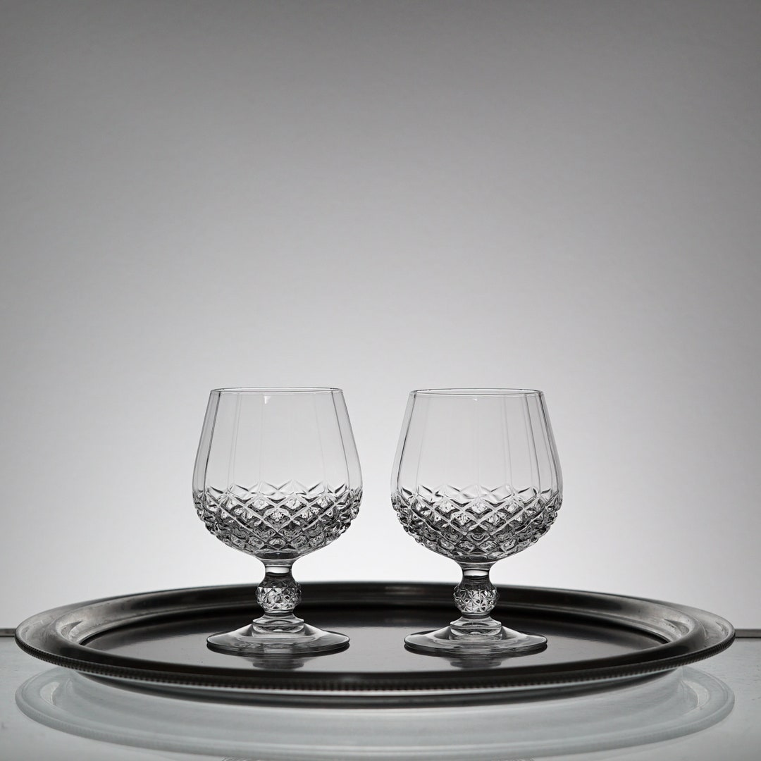 Vintage Crystal Brandy Snifter, Set of 2, Pressed Crystal Glass Set ...