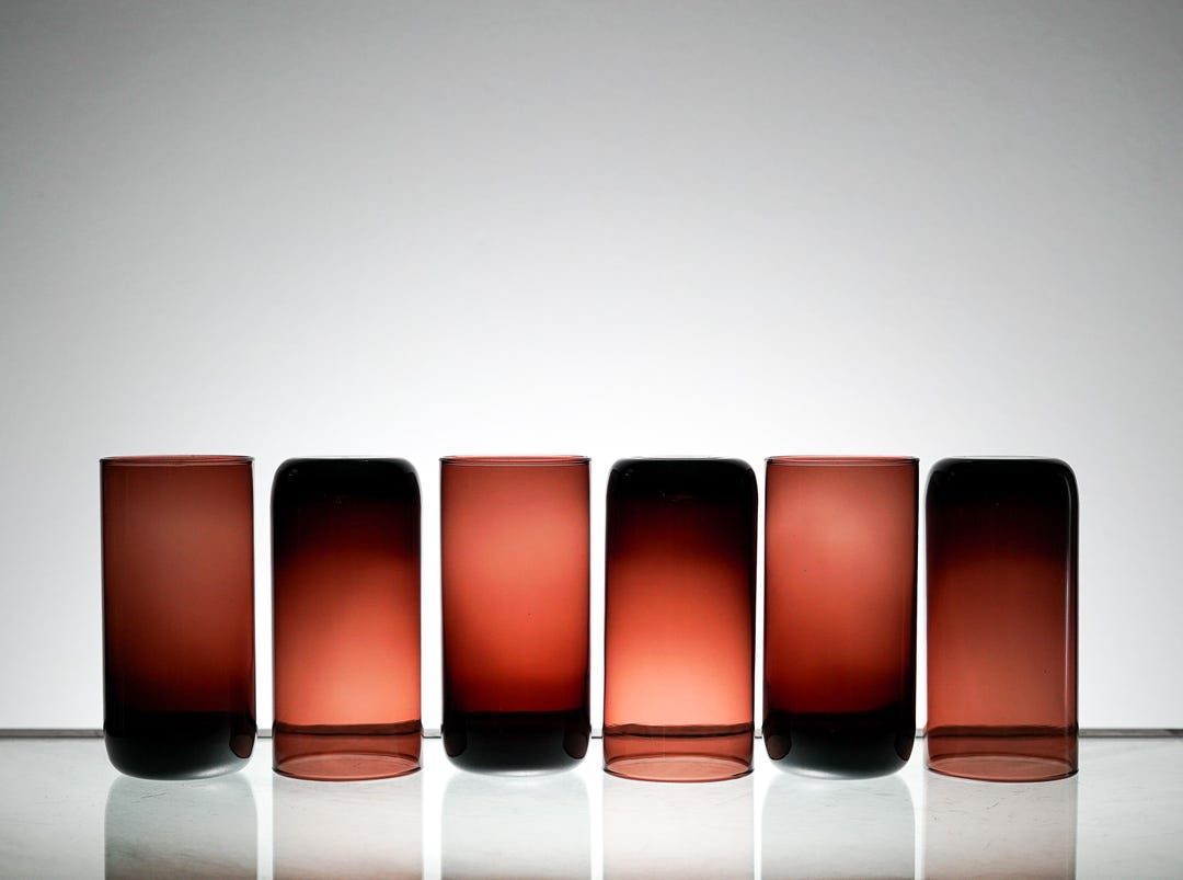 Vintage Glassware Set of 6, Pressed Plum Glass High Balls, Cocktail ...