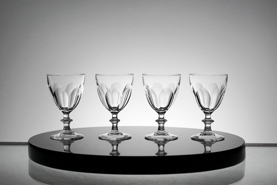 Vintage Small Crystal Glass Set - Crystal Wine Glasses VTG Bar Decor ...