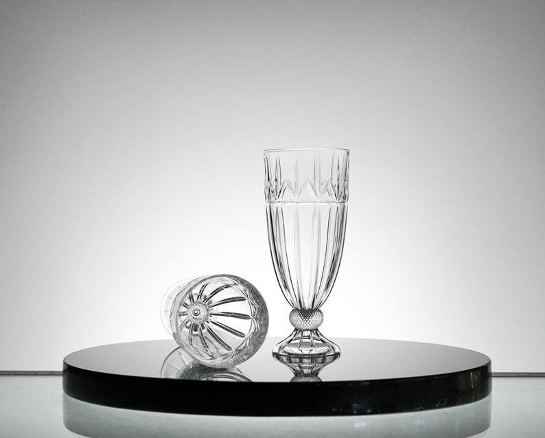 Heavy Vintage Crystal Fountain Drink Glass Parfait Set of 4, Fountain ...