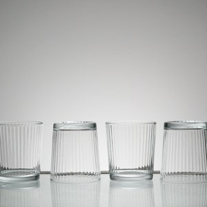 Vintage Textured Glass Set of 4, Lowball Cocktail Glasses, VTG Water ...