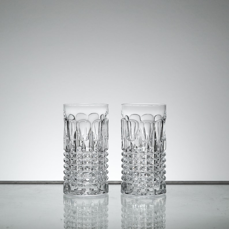 Vintage Crystal Glass Set of 2, Heavy Crystal Glassware Set, Whiskey ...