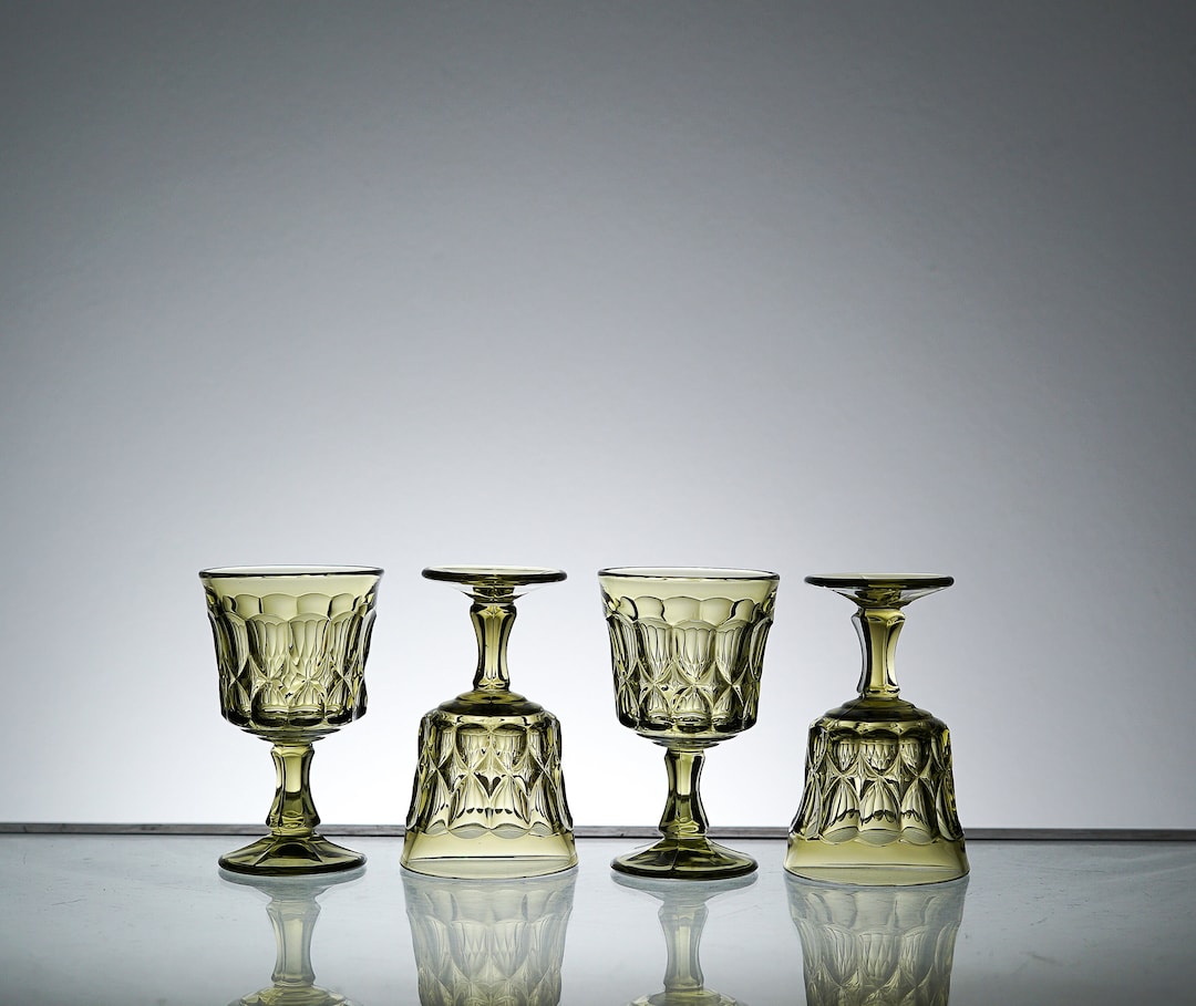 Noritake Glassware Set of 4, Vintage Cordial Glass Set, Pressed Water ...
