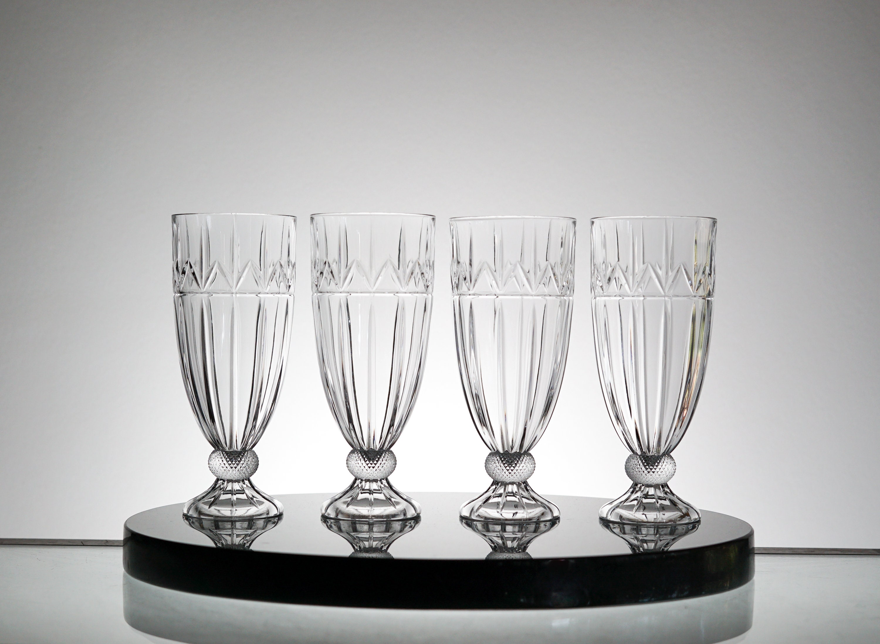 Heavy Vintage Crystal Fountain Drink Glass Parfait Set of 4, Fountain ...