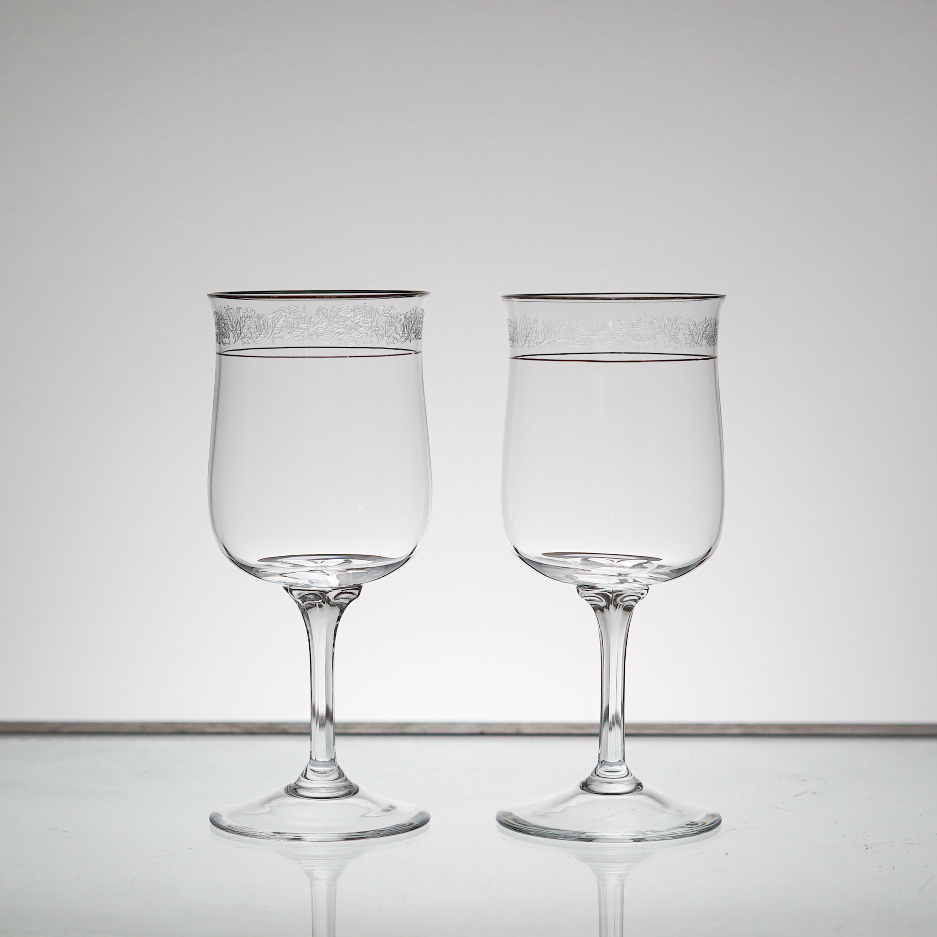 Vintage Wine Glass Lenox Crystal Etched Floral Platinum Rim - Etsy