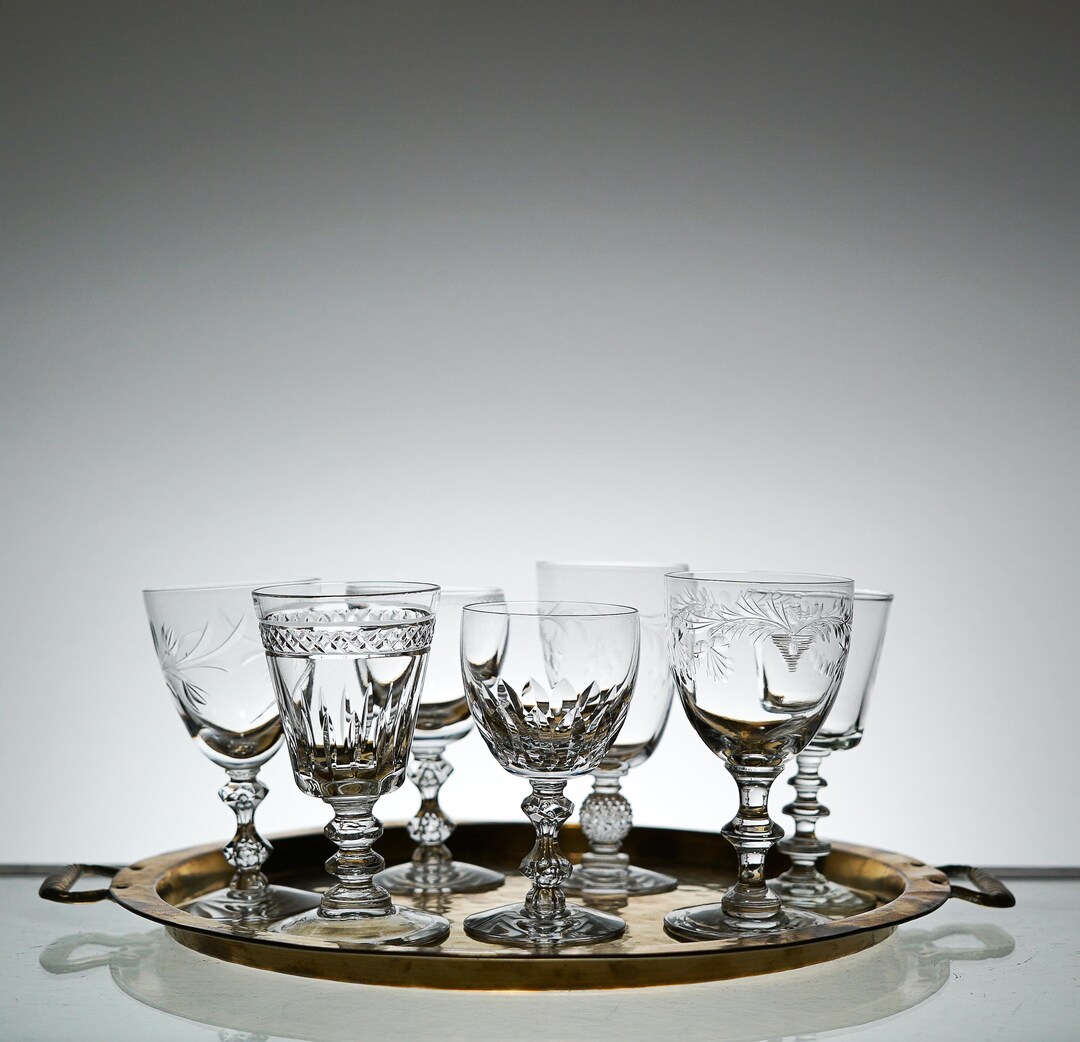 Mismatched Glassware Set of 7 / Apéritif and Digestif Glasses / Cordial ...
