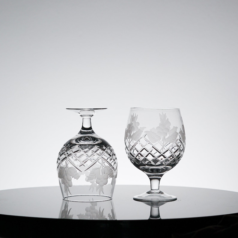 Vintage Crystal Brandy Snifter, Set of 5, Pressed Crystal Glass Set ...