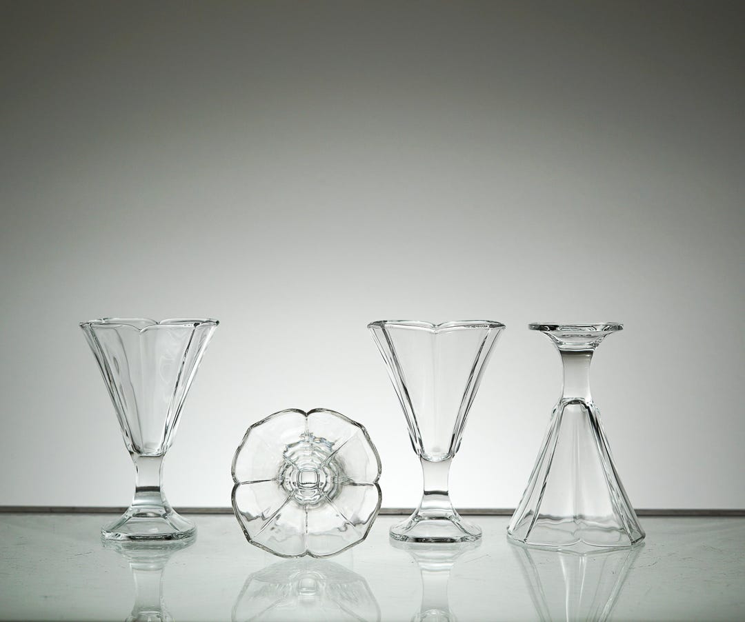 Vintage French Parfait Set of 4, Fountain Drink Glass, Footed Ice Cream ...