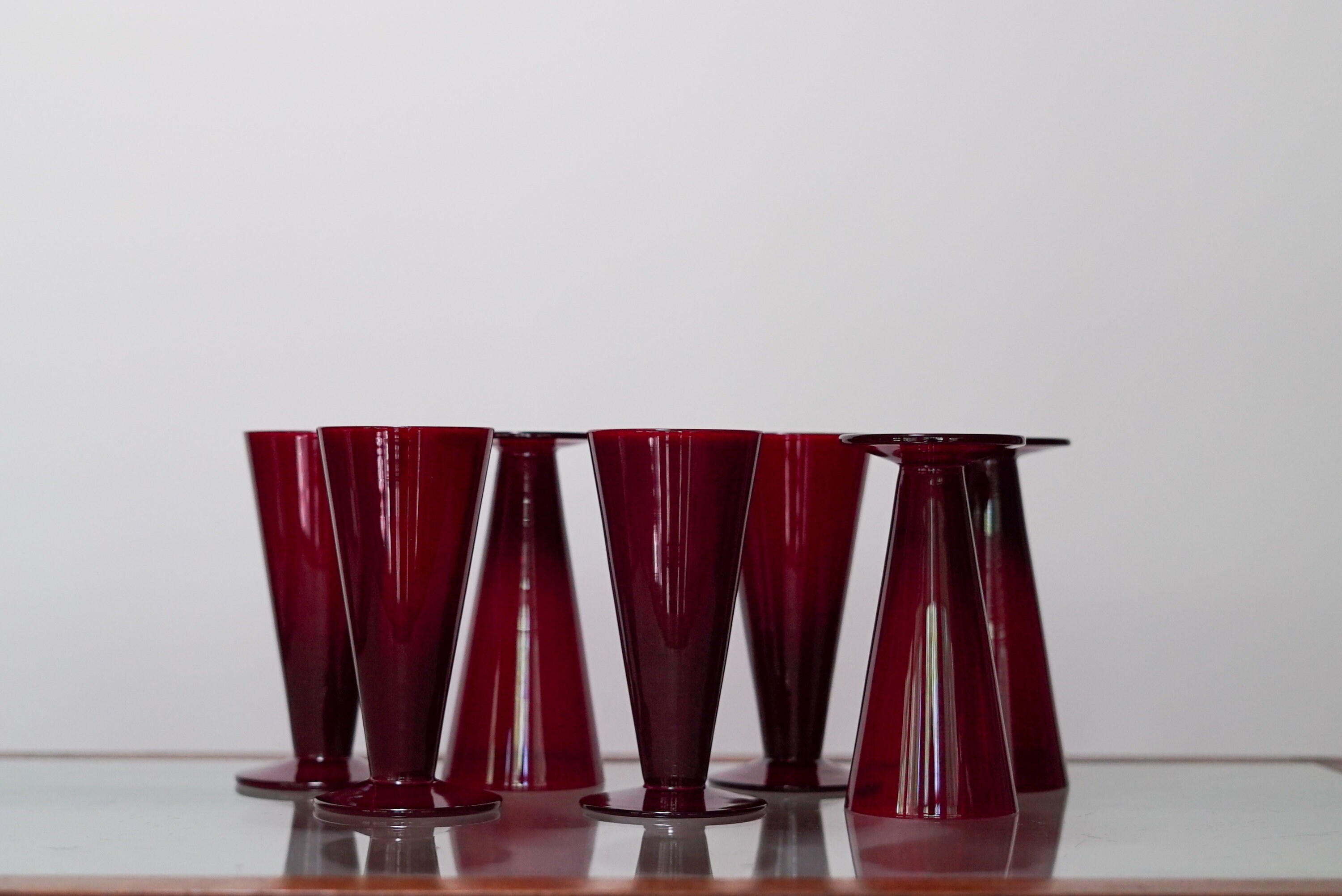 Vintage Glassware Set of 7, Red Glassware Glass, VTG Small Tumbler ...