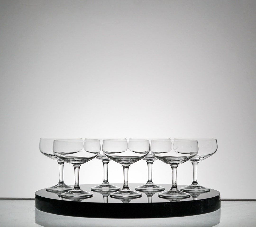 Crystal Coup Set of 7, Cocktail Glassware, Holiday Party Glass Set, VTG ...
