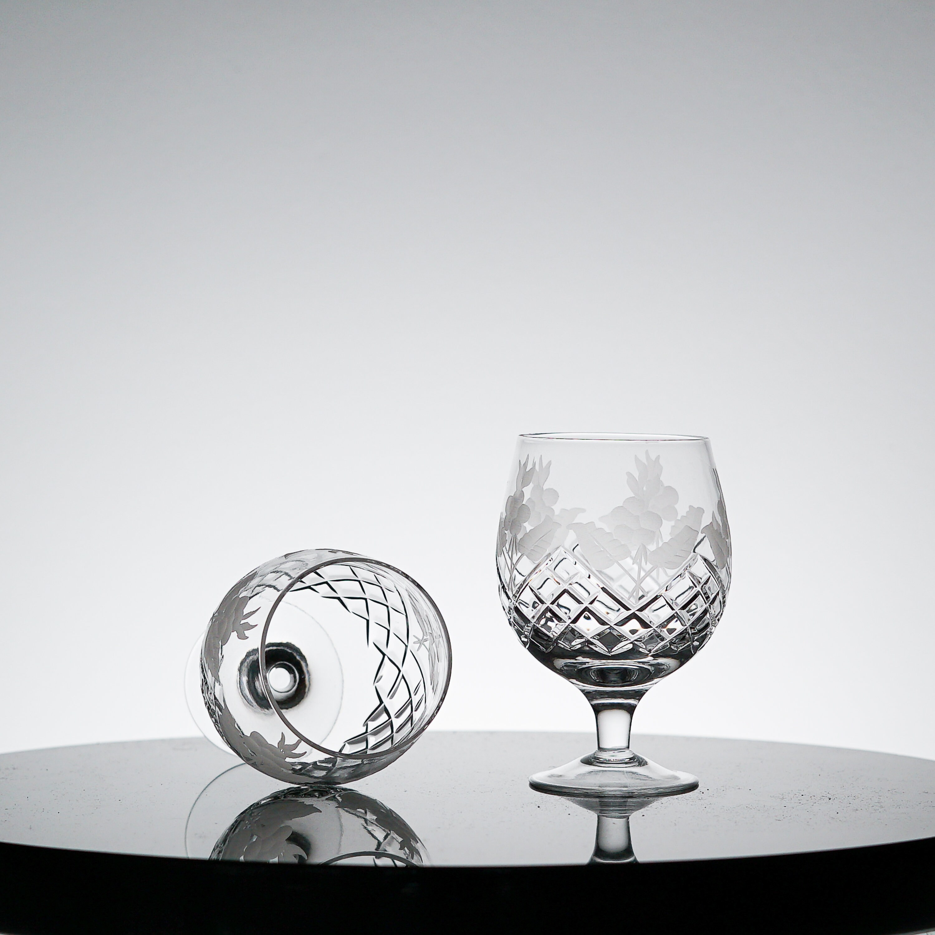 Vintage Crystal Brandy Snifter, Set of 5, Pressed Crystal Glass Set ...