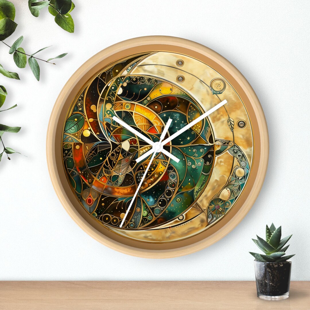 Boho Wall Clock, Abstract Design Clock, Bohemian Home Decor, Unique ...