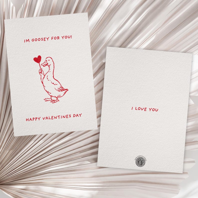 Funny Goose Valentines Card Printable Silly Goose New Couples Card for ...