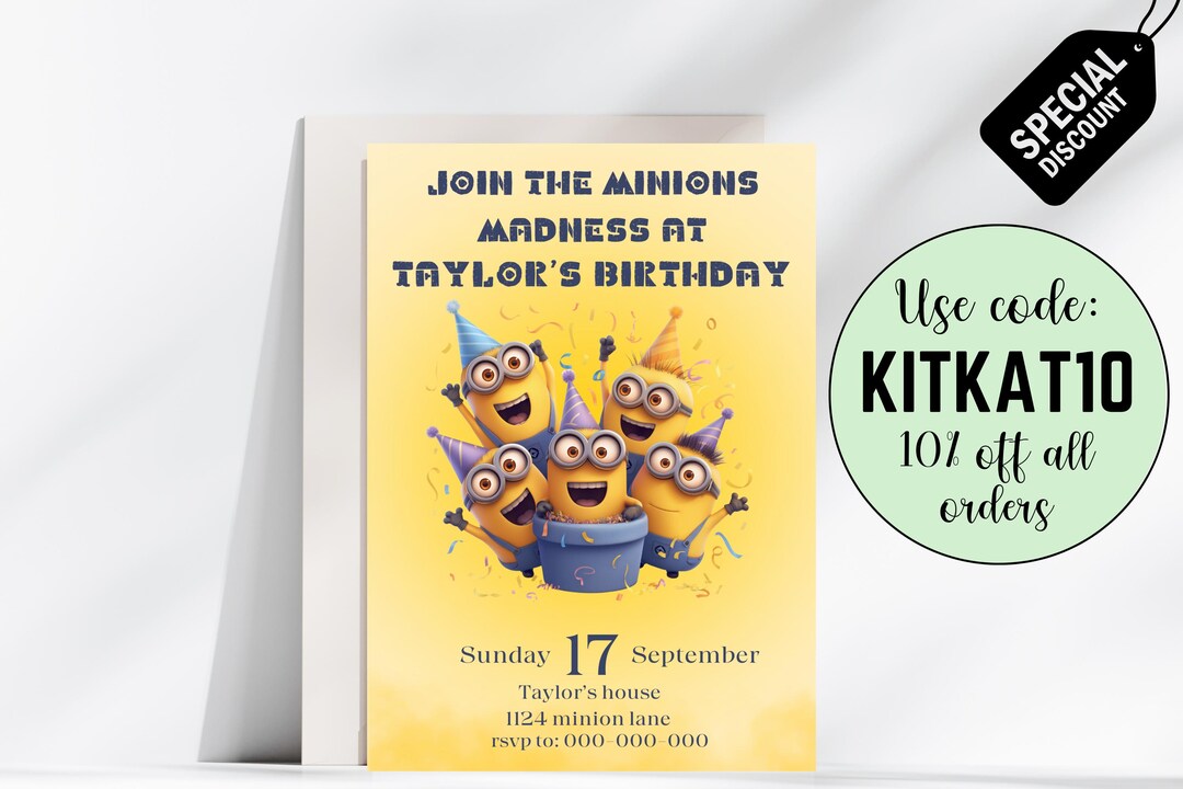 Minion Birthday Invitation Digital Minion Invite Boys Party Girls ...