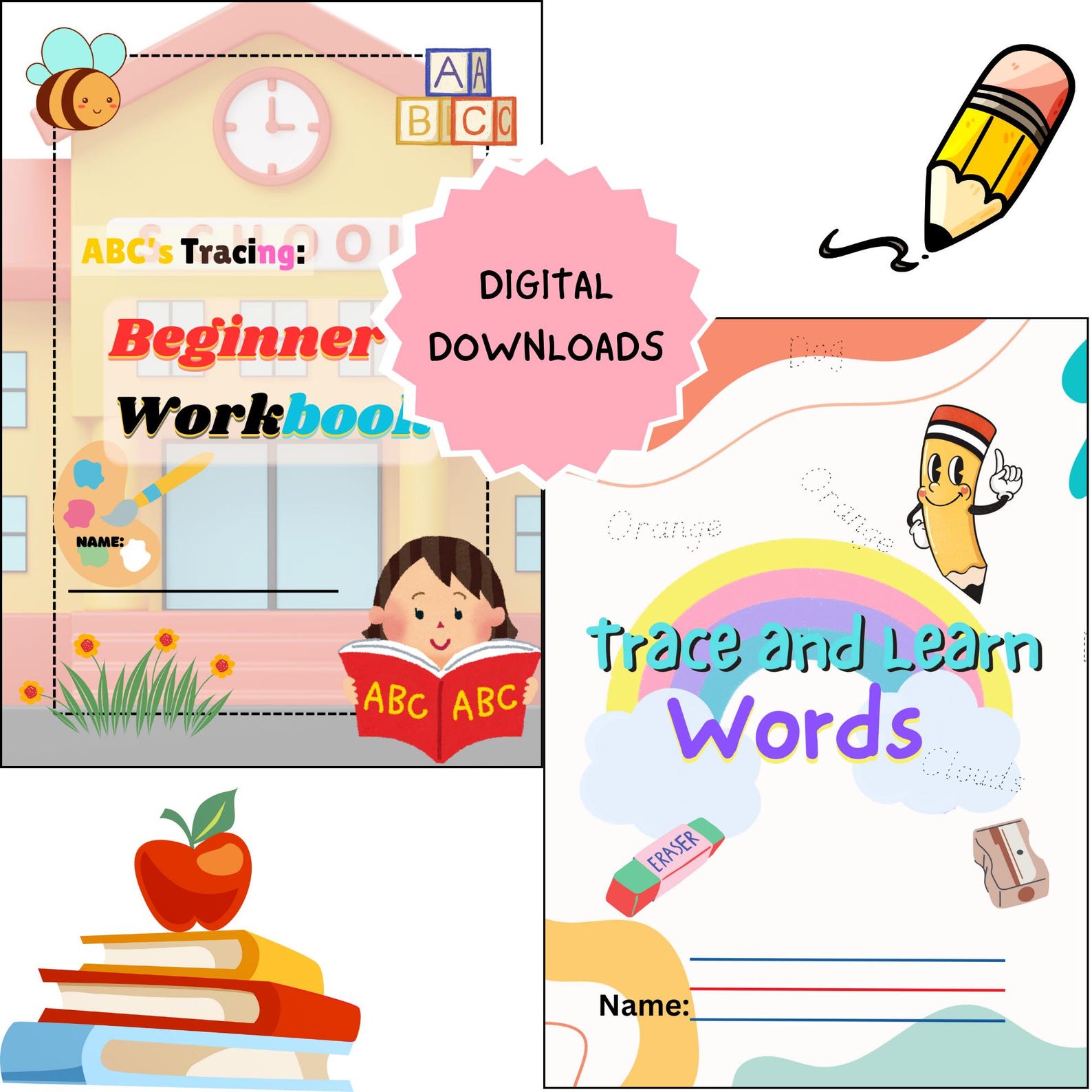 Trace and Learn Words Abc's Tracing: Beginner's Workbook bundle ...