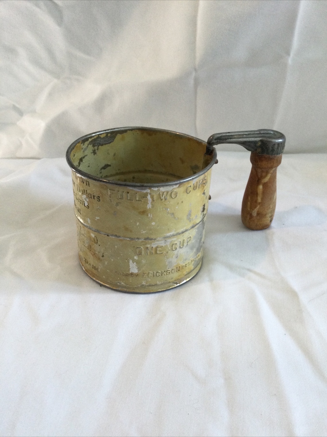 Vintage Flour Sifter Full-two Cups YELLOW Metal With Wood Handle by ...