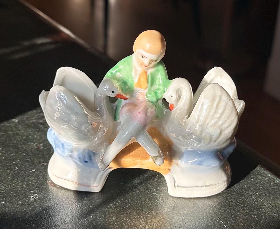 Vintage Lustreware Porcelain Double Swan Bird Toothpick Vase 1940s - Etsy