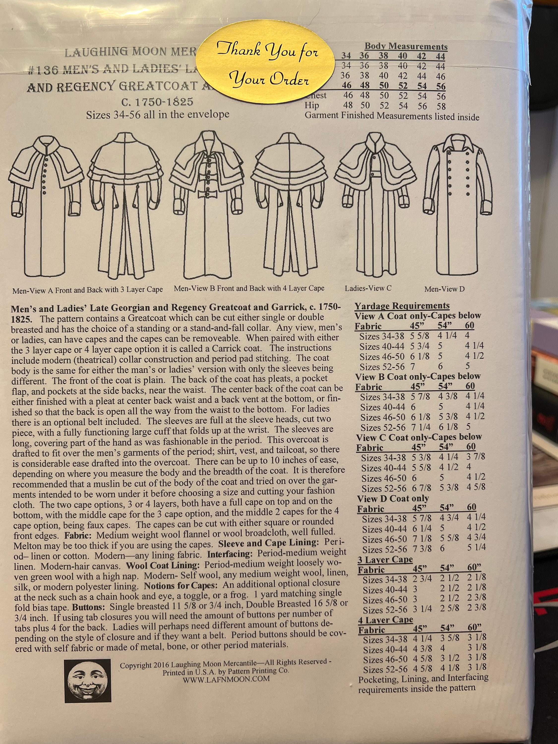 Laughing Moon Mercantile Pattern #136 - Men's and Ladies' Late Georgian ...