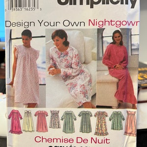 Simplicity Patterns 9289 - Misses' Nightgown - Size AA XS,S,M - Etsy