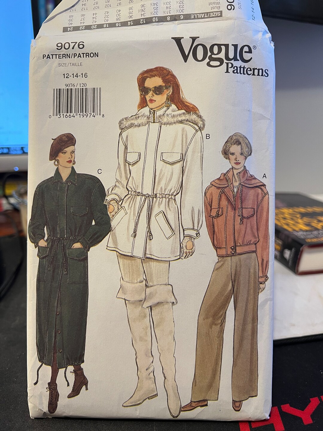 Vogue 9076 Pattern 1990s Vintage Anorak Bomber Jacket Trench Coat Maxi ...