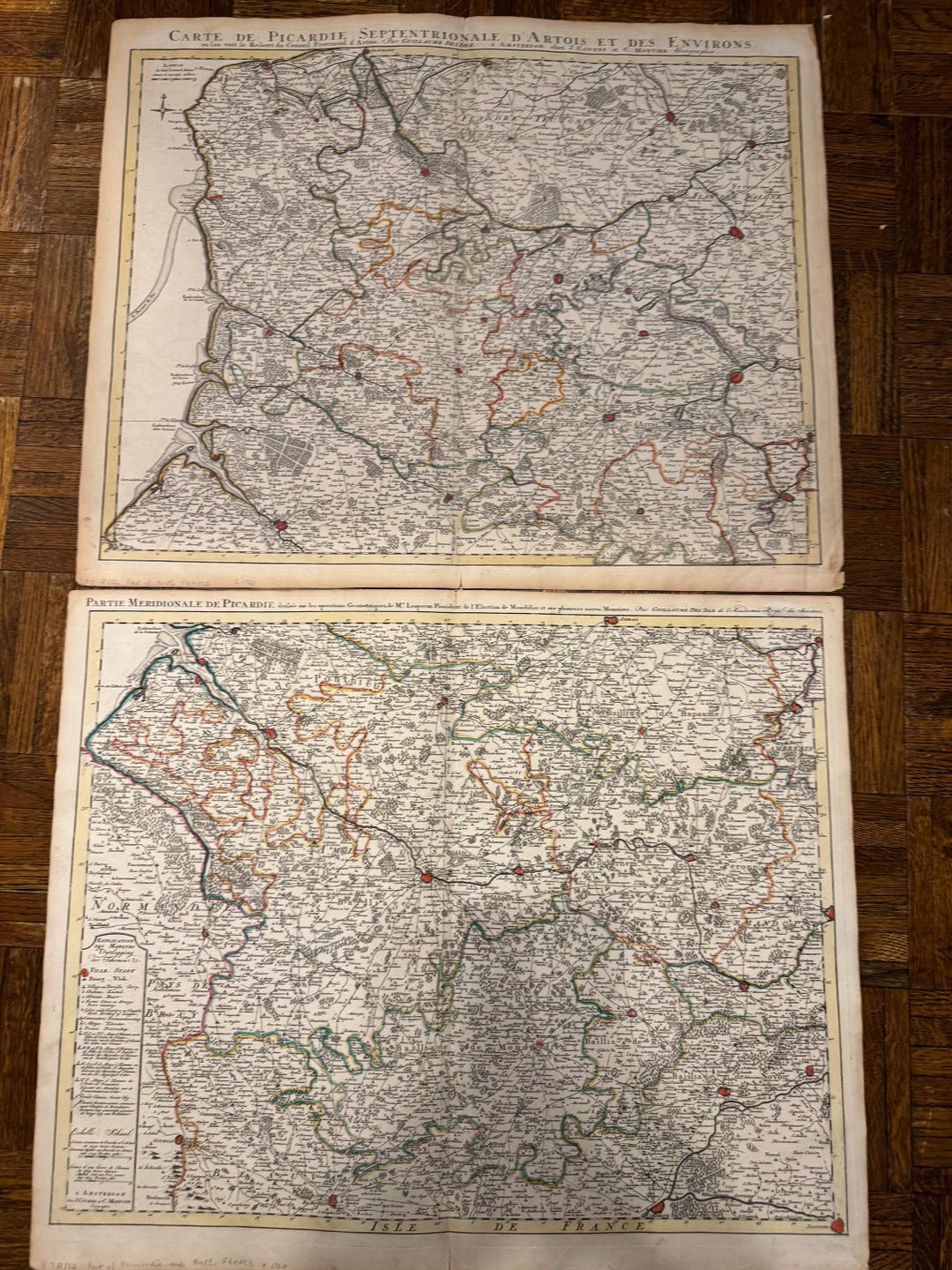 Two Antique Maps of Part of Normandie and Northern France - Cca. 1760 ...