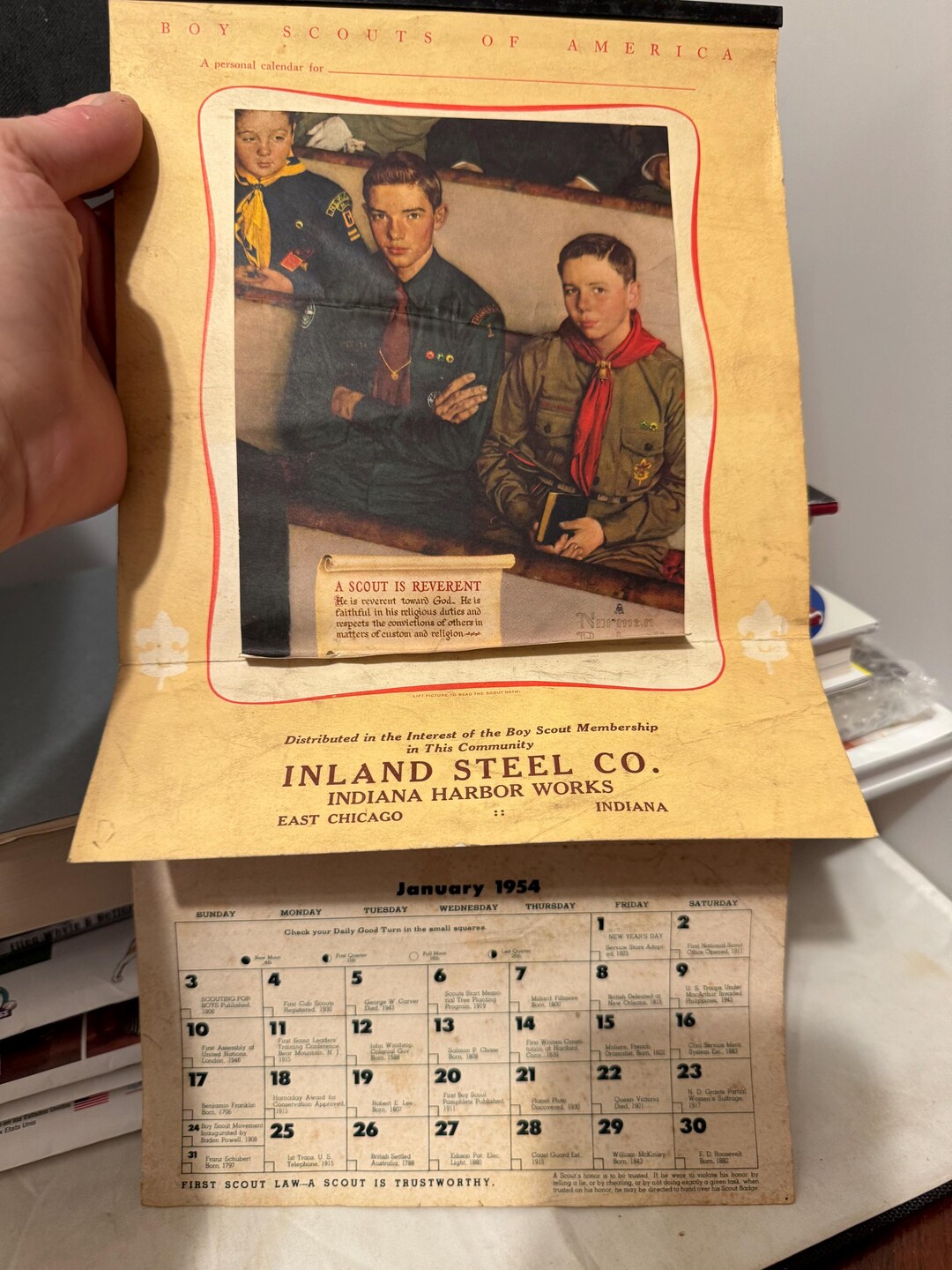 1954 Calendar - Used / A Scout is Reverent - Etsy
