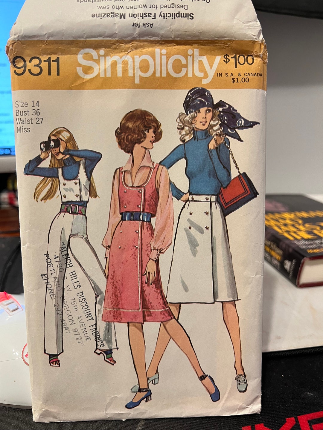 Simplicity Patterns 9311 - Vintage 70's Misses' Front-wrap Skirt, Pants ...