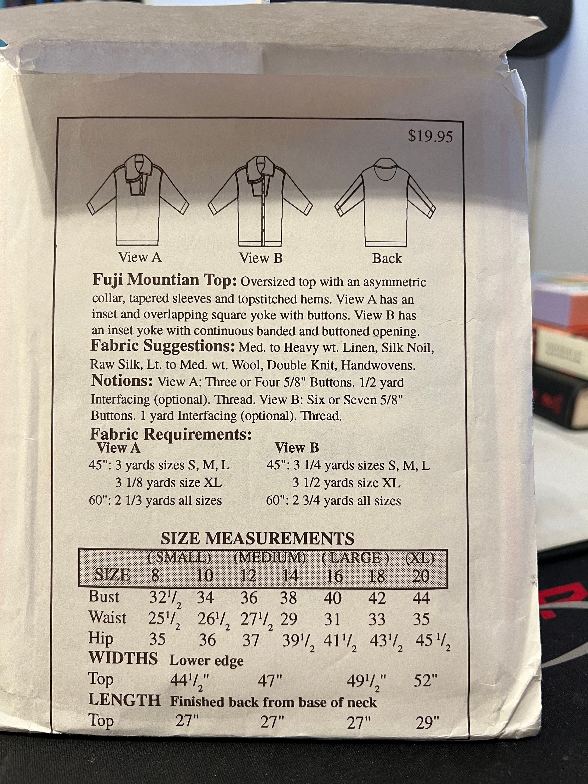 The Sewing Workshop Collection Pattern - Fuji Mountain Top - Etsy
