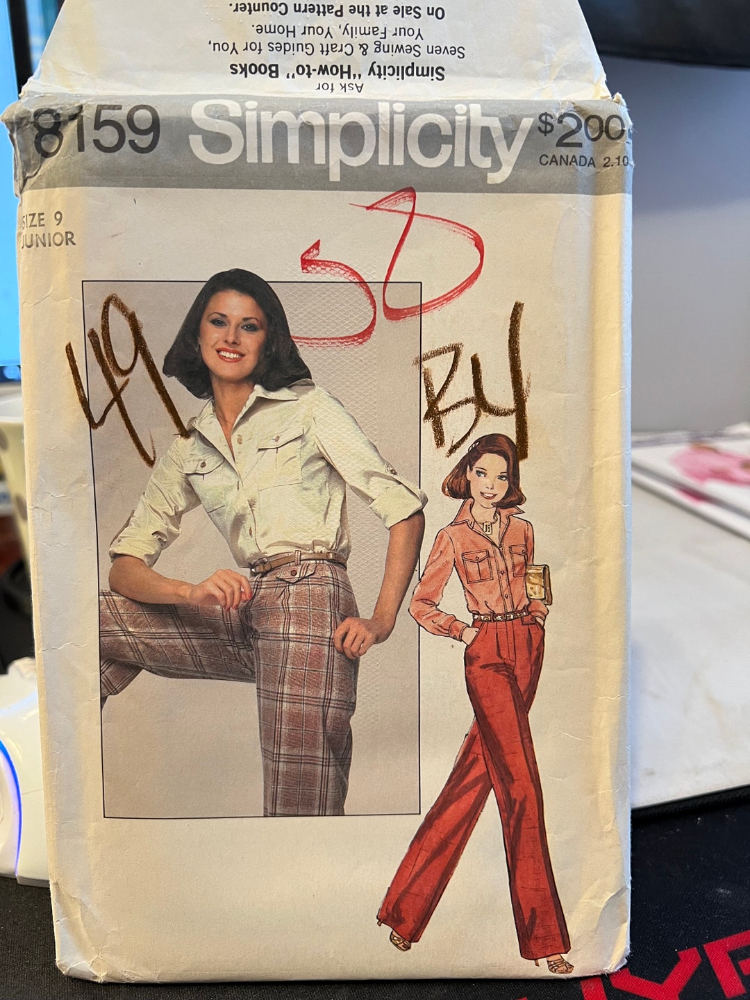 Simplicity 8159 Vintage Sewing Pattern, Juniors Pants and Shirt Sewing ...