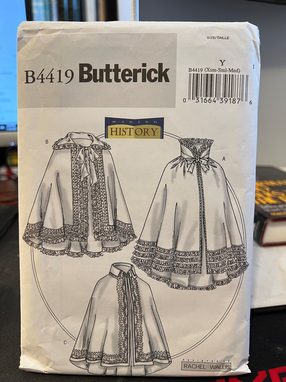 Making History Patterns, Cloaks, Butterick B4419, Size Y: Xsm, Sml, Med ...