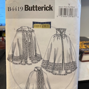 Making History Patterns, Cloaks, Butterick B4419, Size Y: Xsm, Sml, Med ...
